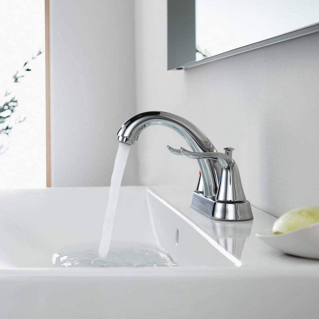 WOWOW 2-Handle 4 Inch Centerset Bathroom Faucet Chrome with Pop-up Drain