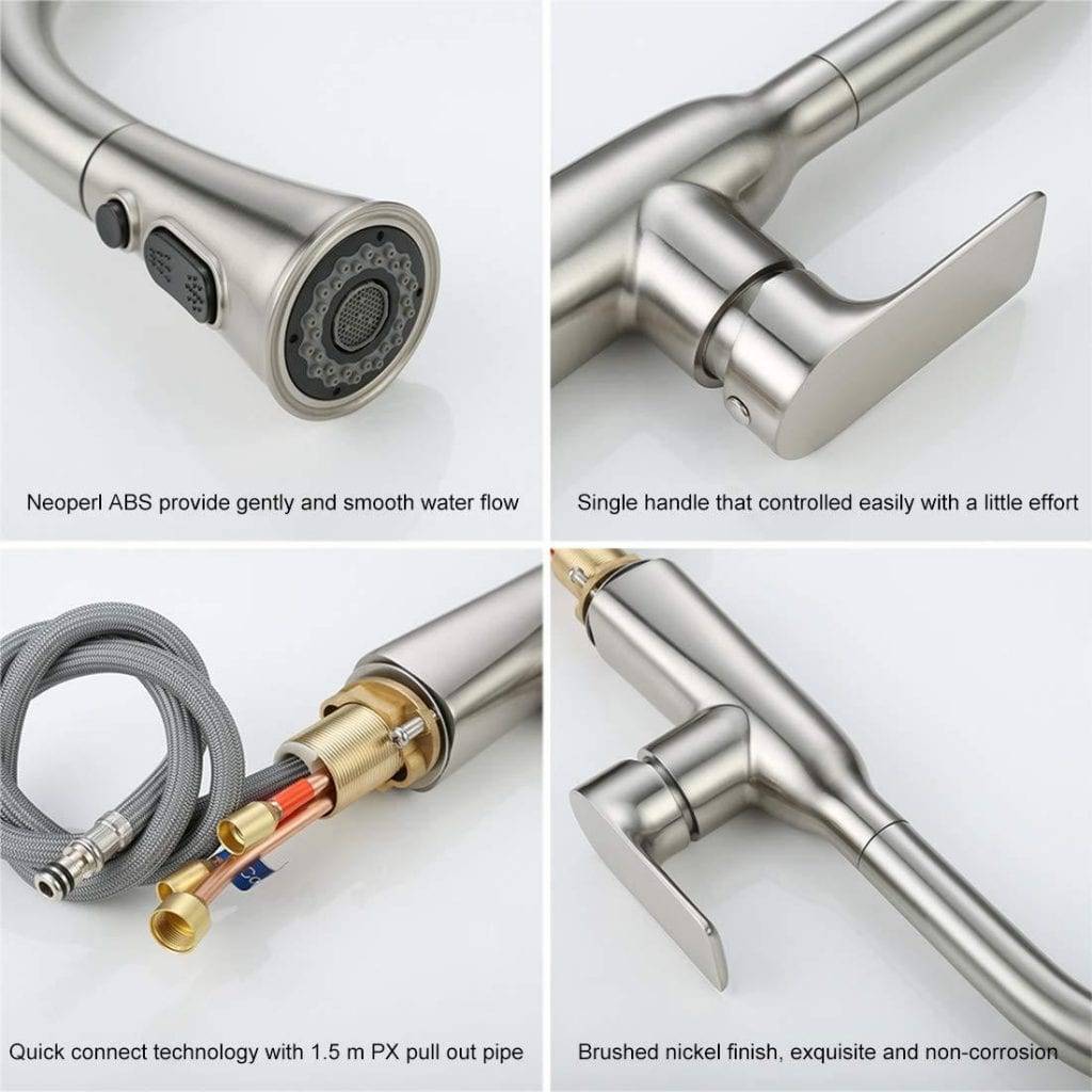 Pull Down Kitchen Fuacet Brushed Nickel