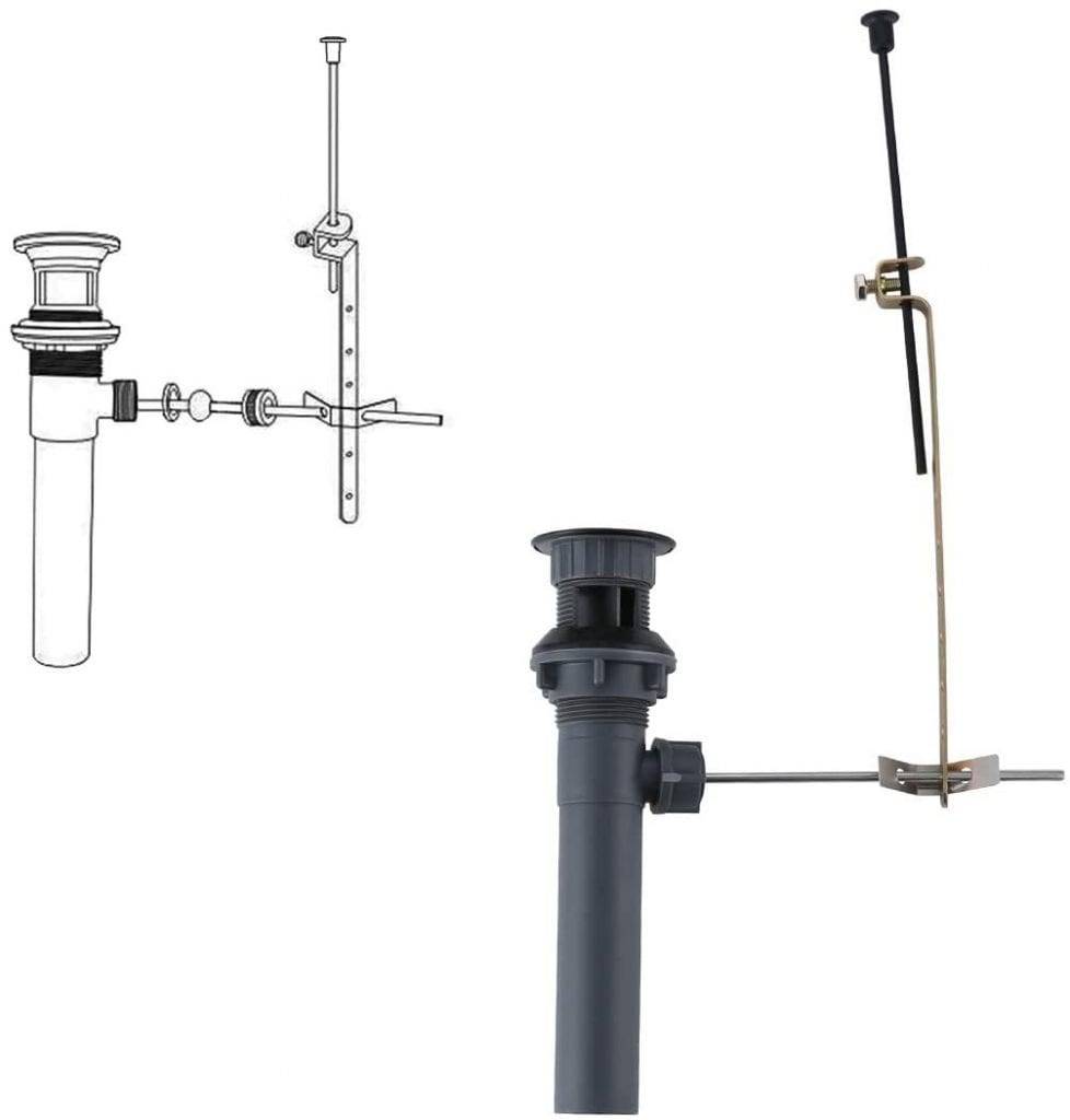 WOWOW Bathroom Drain Assembly Stopper Pop Up Lift Rod Assembly, Black