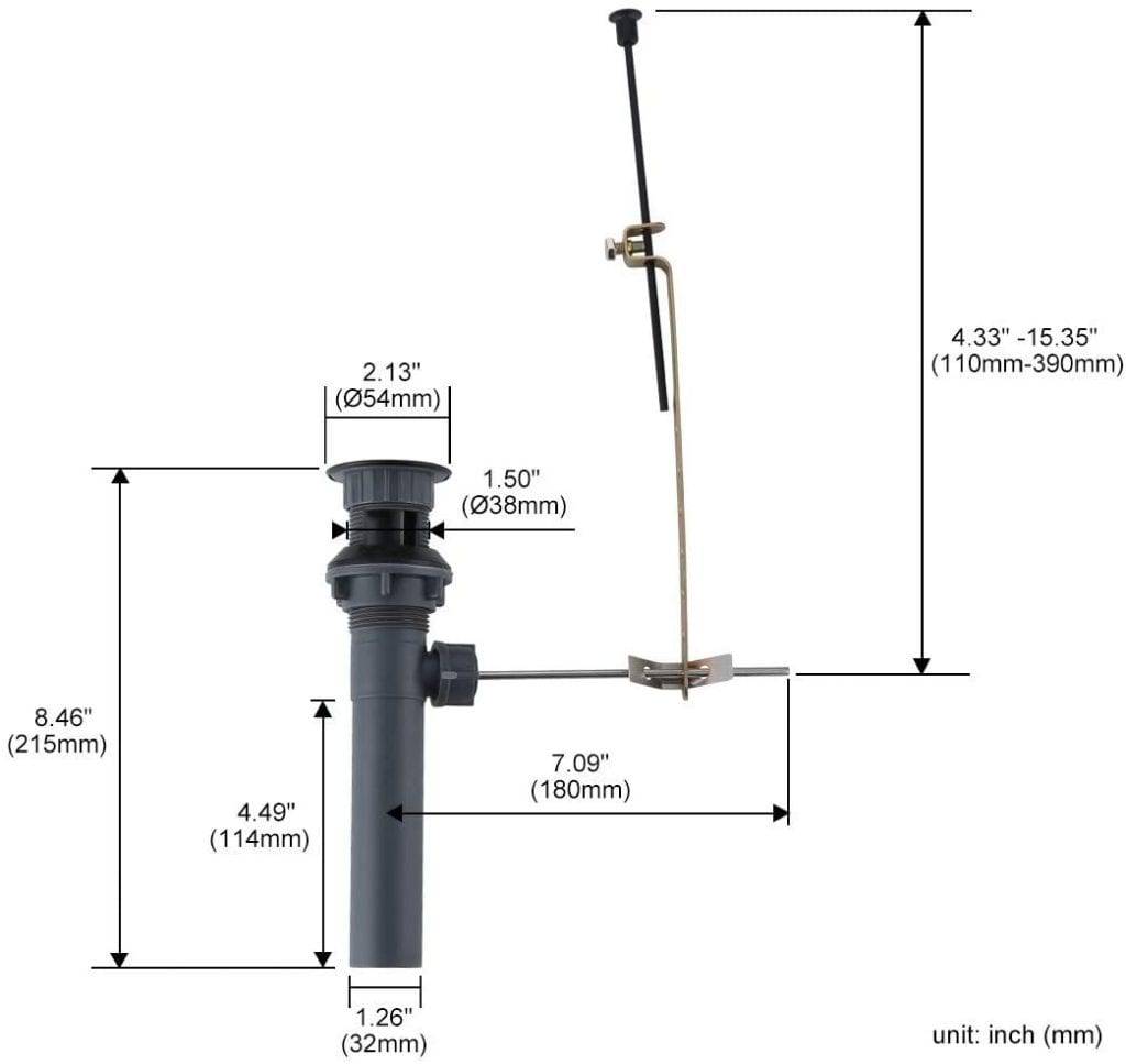 WOWOW Bathroom Drain Assembly Stopper Pop Up Lift Rod Assembly, Black