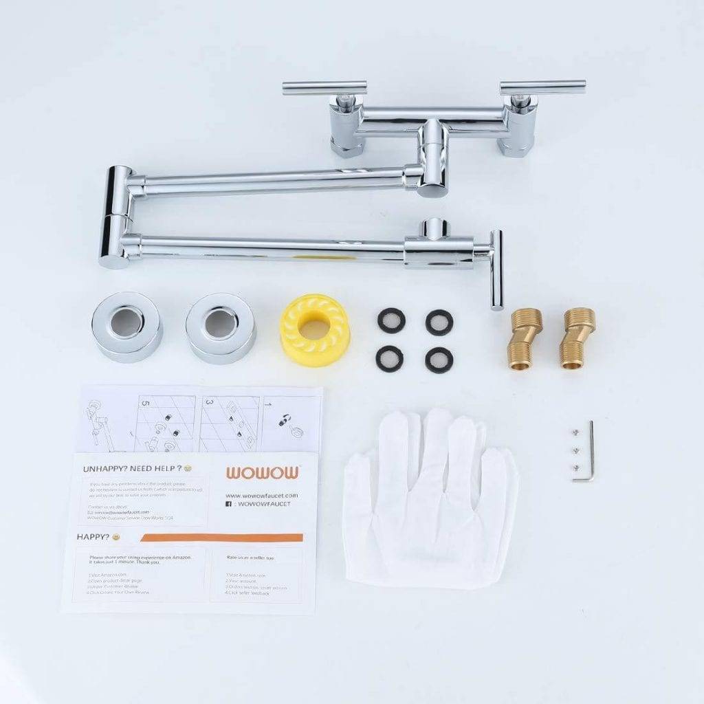 WOWOW Commercial Chorme Pot Filler Kettle Faucet for Hot and Cold