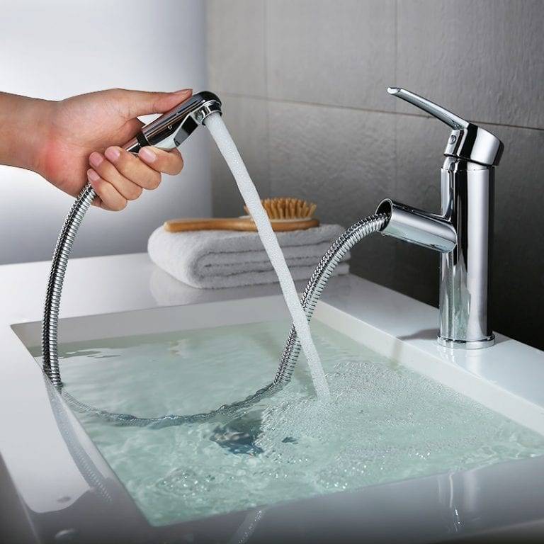 Pull-Down Spout Bathroom Faucet Polished Chrome