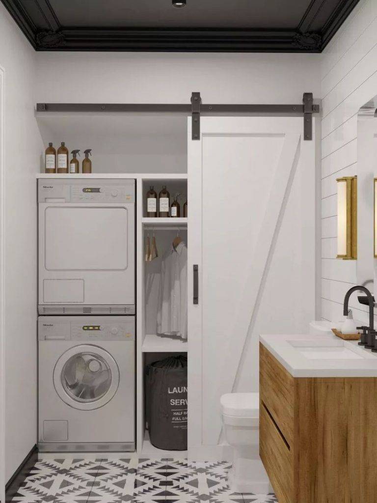 How To Put The Washing Machine In The Bathroom Of 5 Square Meters? 35 ...