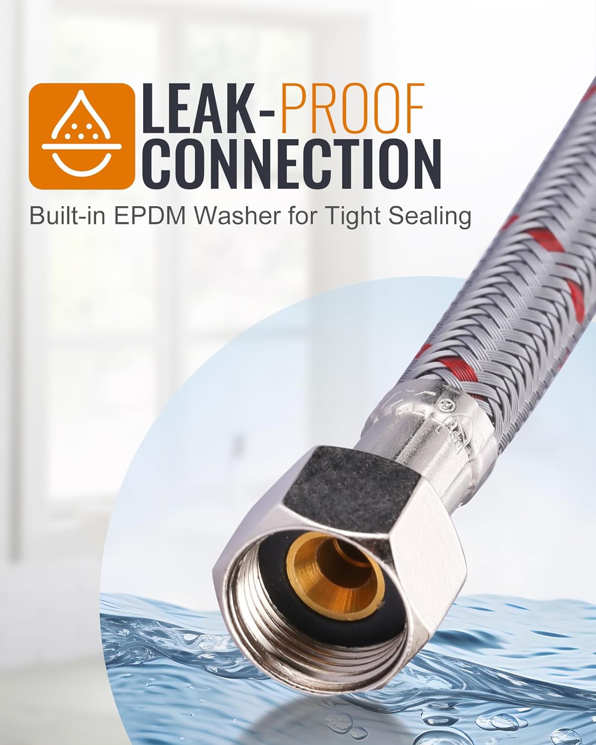 Braided Nylon Sink Hoses 3/8 Compression 32 Inch Faucet Supply Lines 2 ...