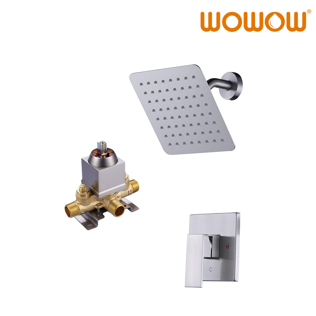 WOWOW Brushed Nickel 7-Spray Patterns Wall Mount High Pressure Shower ...