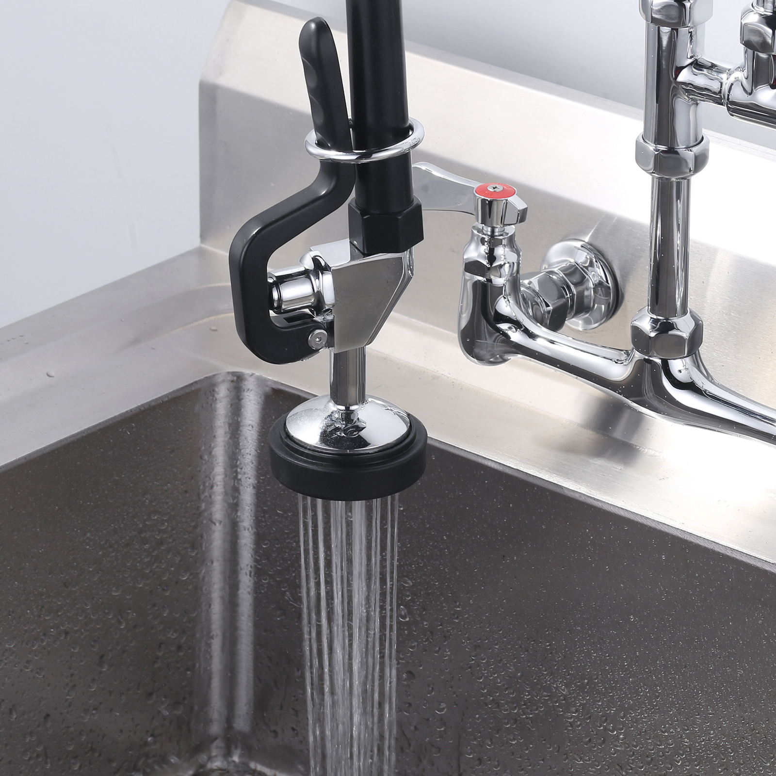 WOWOW Pre Rinse Sprayer with Black Handle Rubber Nozzles for Commercial ...