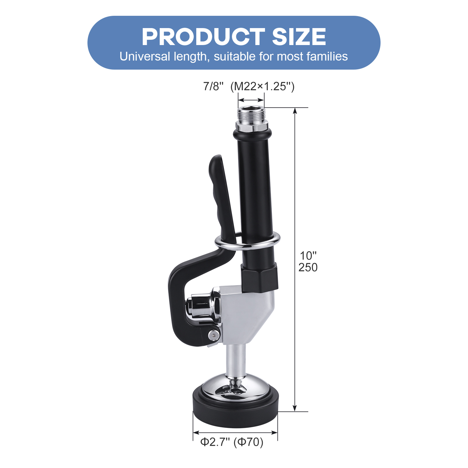 WOWOW Pre Rinse Sprayer with Black Handle Rubber Nozzles for Commercial ...