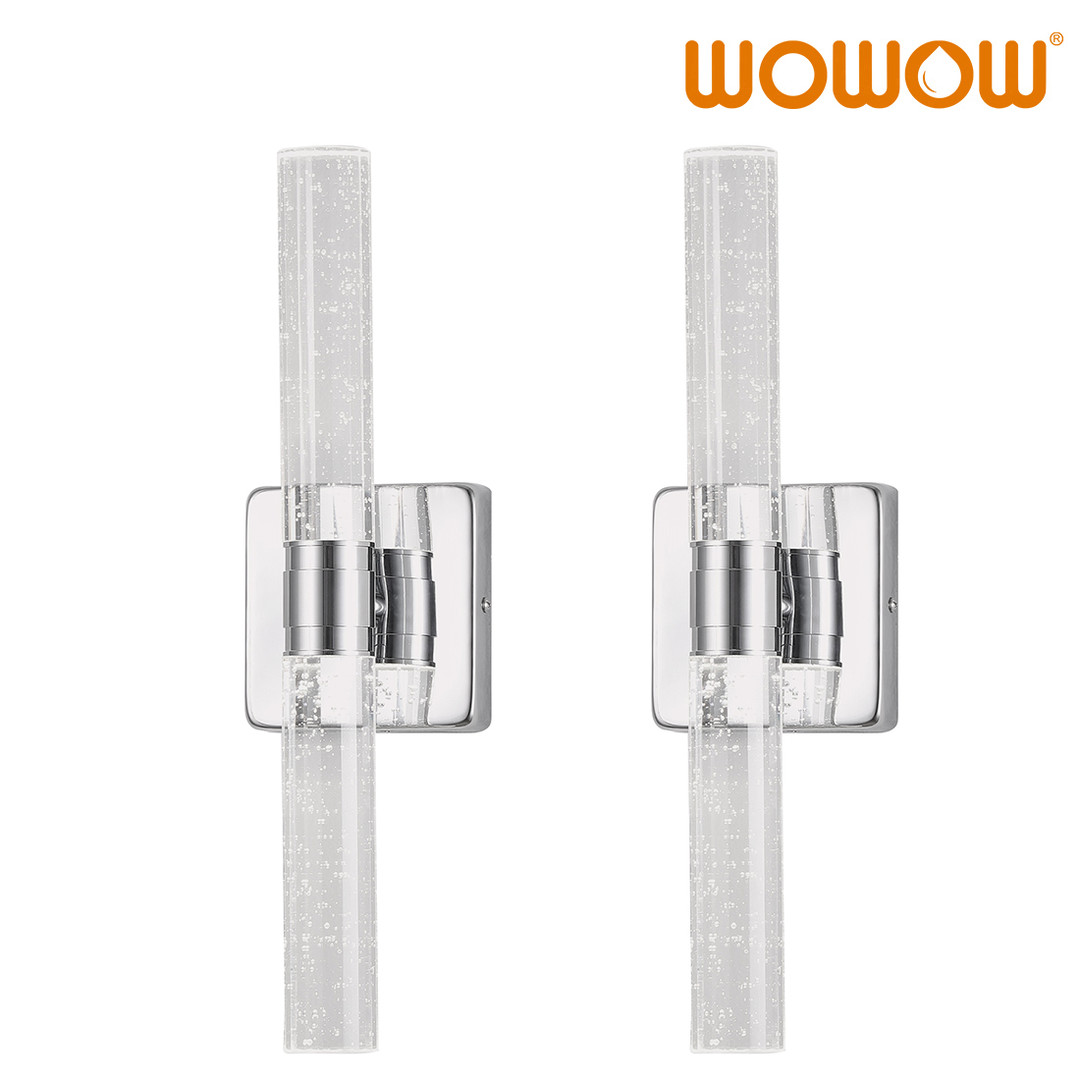 WOWOW 2-Light Chrome Wall Sconce LED Vanity Light Fixtures with Bubble ...